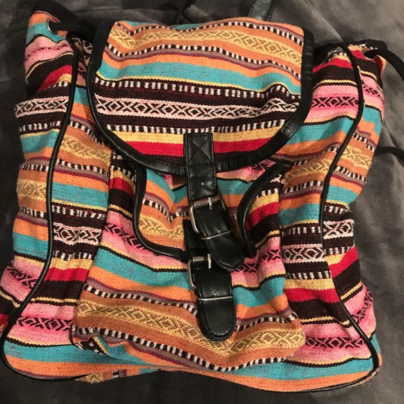 Bags | Woven Boho Backpack | Poshmark